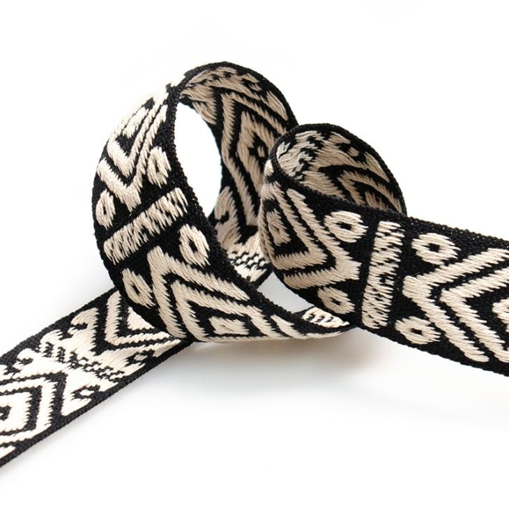Sangle en coton mélengé "Jacquard Rombo" 40 mm (noir-écru) acheter en ...